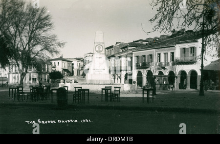 monument of the Battle of Navarino at the Three Admirals square Pylos ...