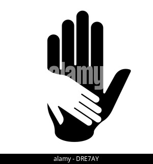 Helping hand in black-and-white colors. Symbol of help, assistance and ...