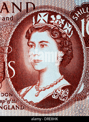Pre decimal 5 Pounds banknote, Queen Elizabeth II, UK, 1963 and coins ...
