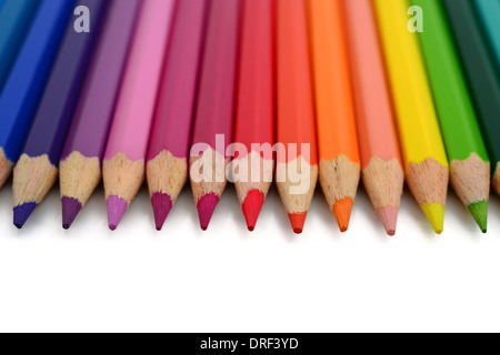 Color pencils on a white background Stock Photo - Alamy
