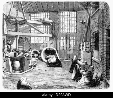 casting pit bell foundry Bellfounding bells foundry church clock craft ...