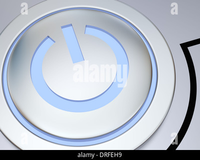 Metallic on-off button illustration with glowing blue light Stock Photo ...