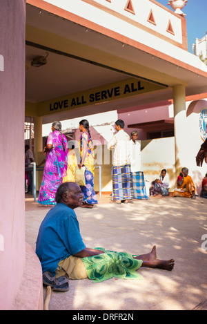 Bhagavan Sri Sathya Sai Baba photo in yellow coloured powder at an ...