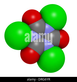 Trichloroisocyanuric acid (TCCA) molecule. Used as swimming pool ...