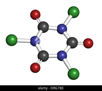 Trichloroisocyanuric acid (TCCA) molecule. Used as swimming pool ...