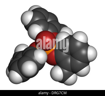 Tricresyl phosphate (TCP) molecule. Used as plasticizer, for ...