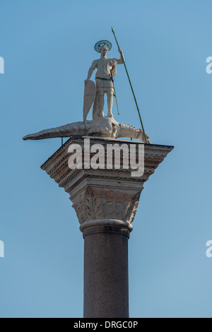 Statue of Saint Theodore of Amasea in Piazza San Marco, Venice, Italy ...