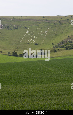 Landscape image of Long Man of Wilmington ancient chalk carving on ...