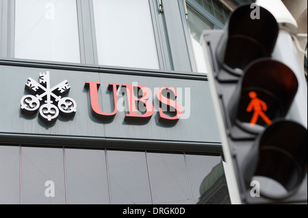 Entrance of UBS, Switzerland's largest bank, on Bahnhofstrsse in Zurich ...
