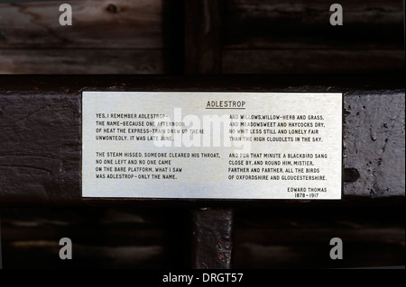 Adlestrop bus shelter Gloucestershire UK containing a GWR bench ...