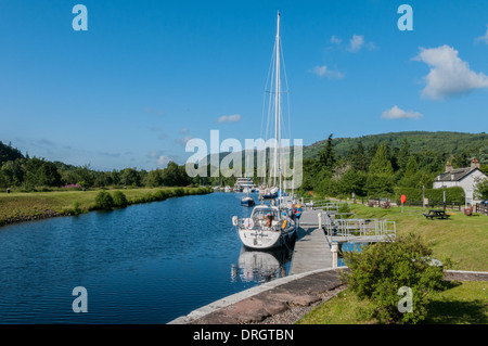 Yachts on the Caledonian Canal at Dochgarroch nr Inverness Highland ...