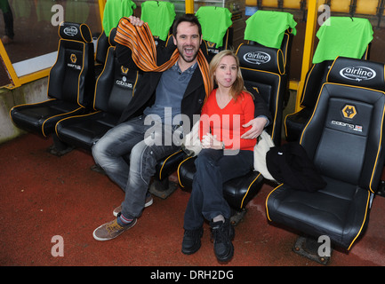 Actor Ayden Callaghan and girlfriend TV presenter Sarah-Jane Honeywell ...