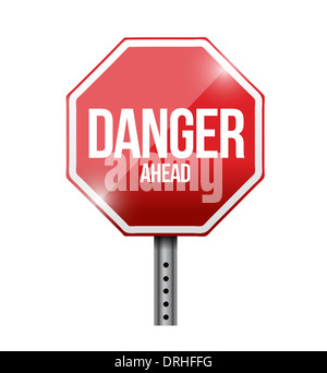 Danger ahead road sign Stock Photo - Alamy