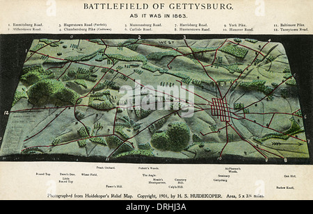 Map with aerial view of the Gettysburg battlefield Stock Photo ...