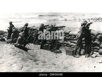 WW1 - British soldiers firing from a captured German trench Stock Photo ...