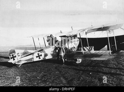 World War I, German biplane on reconnaissance over the Marne Stock ...