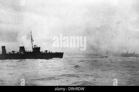 WW1 - British rescue boat and German U12 submarine survivors Stock ...