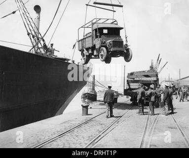 Royal Army Service Corps (RASC) - Men & wagon at entrance to stores ...