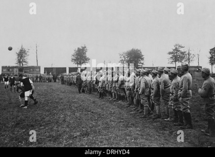 British and French soldiers playing football, WW1 Stock Photo - Alamy