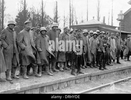 German prisoners of war on a train, Trelleborg station, Sweden, 1945 ...