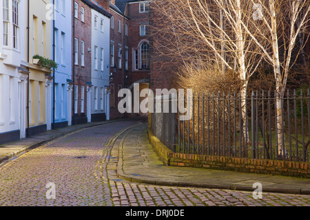 Georgian houses and cobble-stones on Prince Street in Hull's Old Town ...
