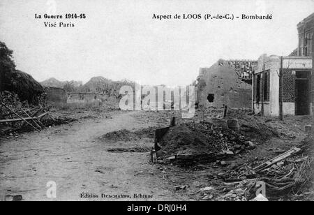 World War I - The ruins of loos after the Battle of Loos which was the ...