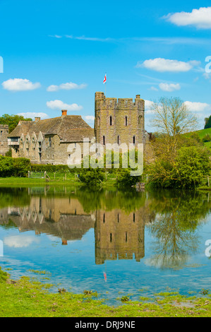 The gate house at Stokesay Castle, a fortified manor house in Stokesay ...