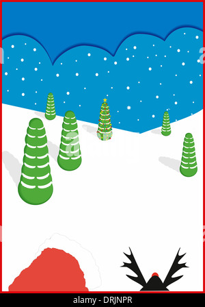 Winter landscape card with Santa Stock Photo - Alamy