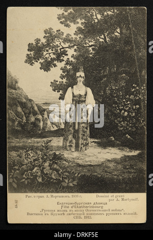 Young woman from Yekaterinburg depicted in the postcard from the series ...