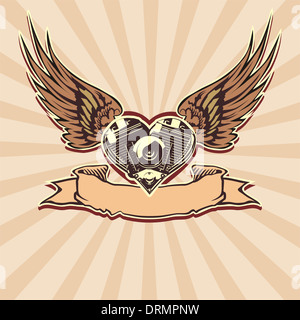 moto motor bikers heart simbol Stock Photo - Alamy