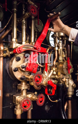 Steam locomotive control valves on display at the B&O Railroad Museum ...