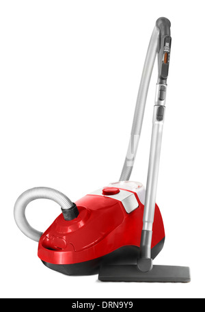 Red vacum cleaner isolated on white background Stock Photo - Alamy