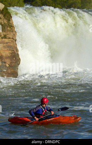Whitewater kayaker at Maruia Falls, near Murchison, Tasman District ...