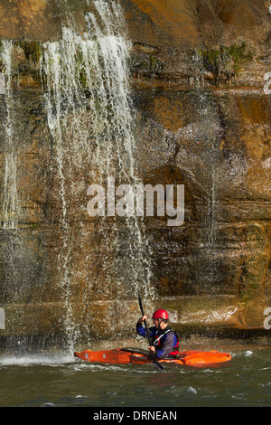 Whitewater kayaker at Maruia Falls, near Murchison, Tasman District ...