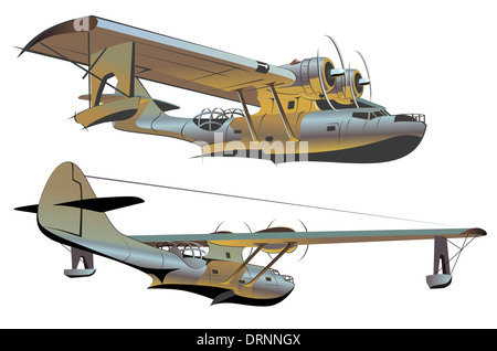 cartoon retro seaplane Stock Photo - Alamy
