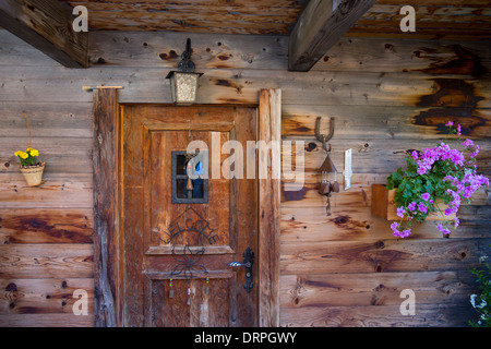 Traditional chalet in village of Zmutt in the Swiss Alps near Zermatt ...