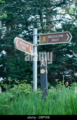 Waymarking signs for the Wicklow Way, Wicklow Mountains, County Wicklow ...