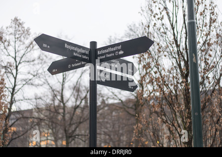City guide signs for pedestrians in Oslo, Norway, Oslo, Norway, Europe ...