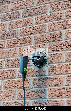 Gas sniffer instrument testing the output of a boiler flue as part of a ...