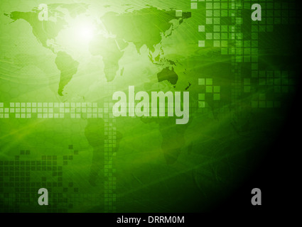 Green hi-tech background with world map Stock Photo - Alamy