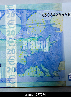 details of cash twenty euro of the European Union, cash European euro ...