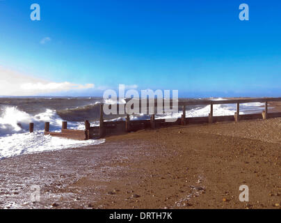 Hayling Island, Hampshire, UK. 01st Feb, 2014. Storm waves and spring ...
