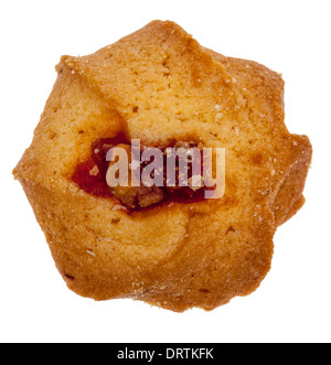 Upper view of a cookie with jam isolated against a white background ...