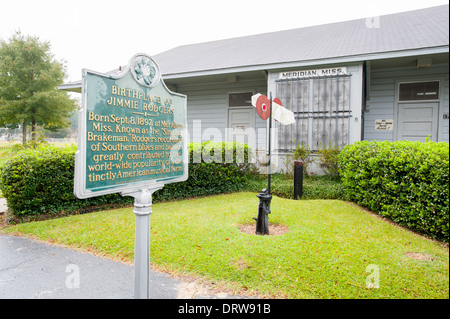 USA Mississippi MS Meridian birthplace of country singer Jimmie Rodgers ...