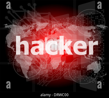 Privacy concept: words Hacker on digital background Stock Photo - Alamy