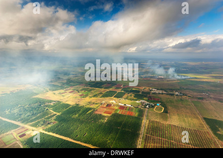 havana cuba aerial shot fields agriculture land landscape clouds ...