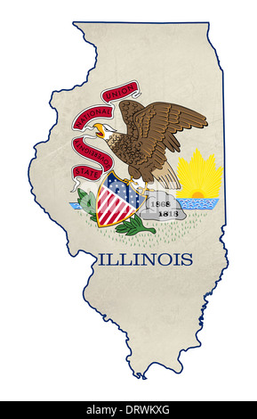 Illinois State Flag Map Illustration with clipping path Stock Photo - Alamy