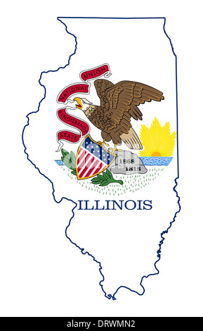 Illinois State Flag Map Illustration with clipping path Stock Photo - Alamy