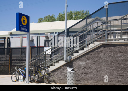entrance to Minto railway station in south west Sydney, New South Wales ...