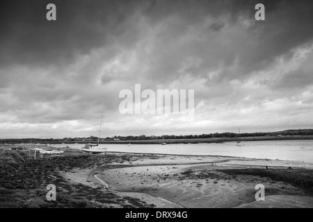 landscape image taken in Hullbridge Essex England showing an old jetty ...
